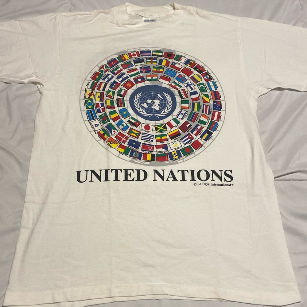 Vintage Single Stitch United Nations World Flags Tshi… - Gem